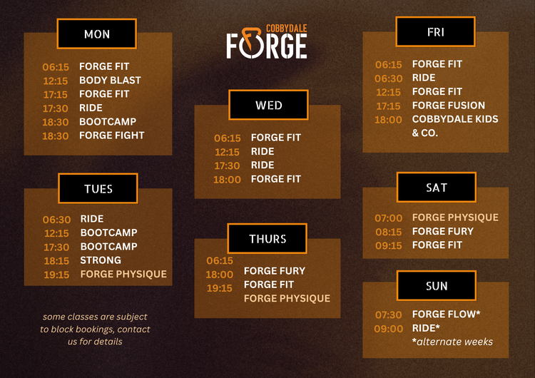 Timetable – Cobbydale Forge