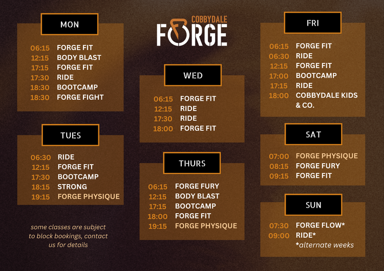 Timetable – Cobbydale Forge